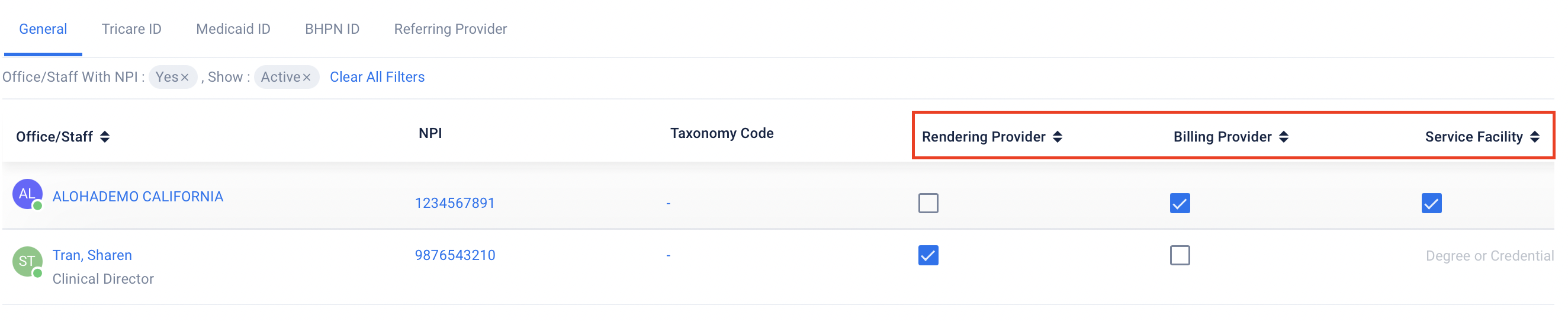 Managing NPI Numbers / Medicaid IDs / Tricare
